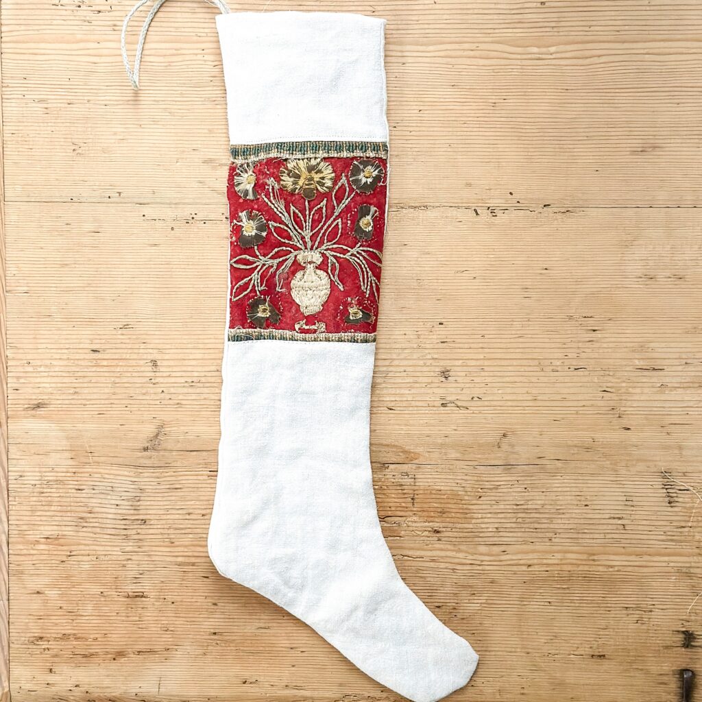 French Linen and Embroidery Stocking - Penny & Ivy